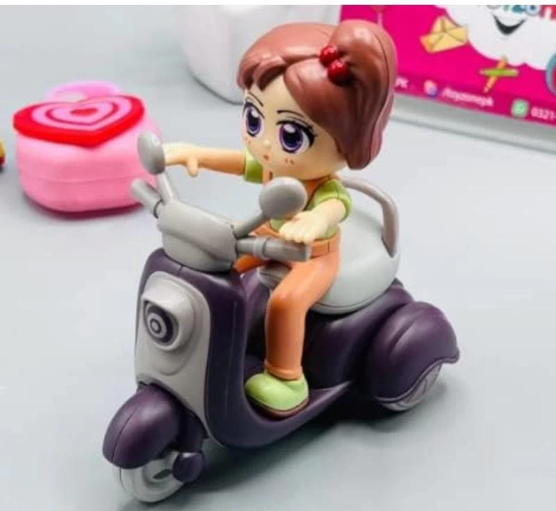 "Scooter with Cute Girl Doll Rider | Unbreakable Push and Go Bike Toy ...